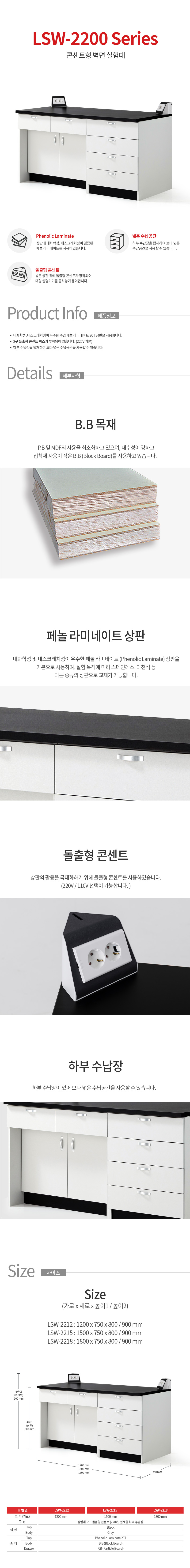빅랩 > 실험대 > LSW-2200 Series,벽면실험대,Side Table,목재실험대,Viplab,빅랩